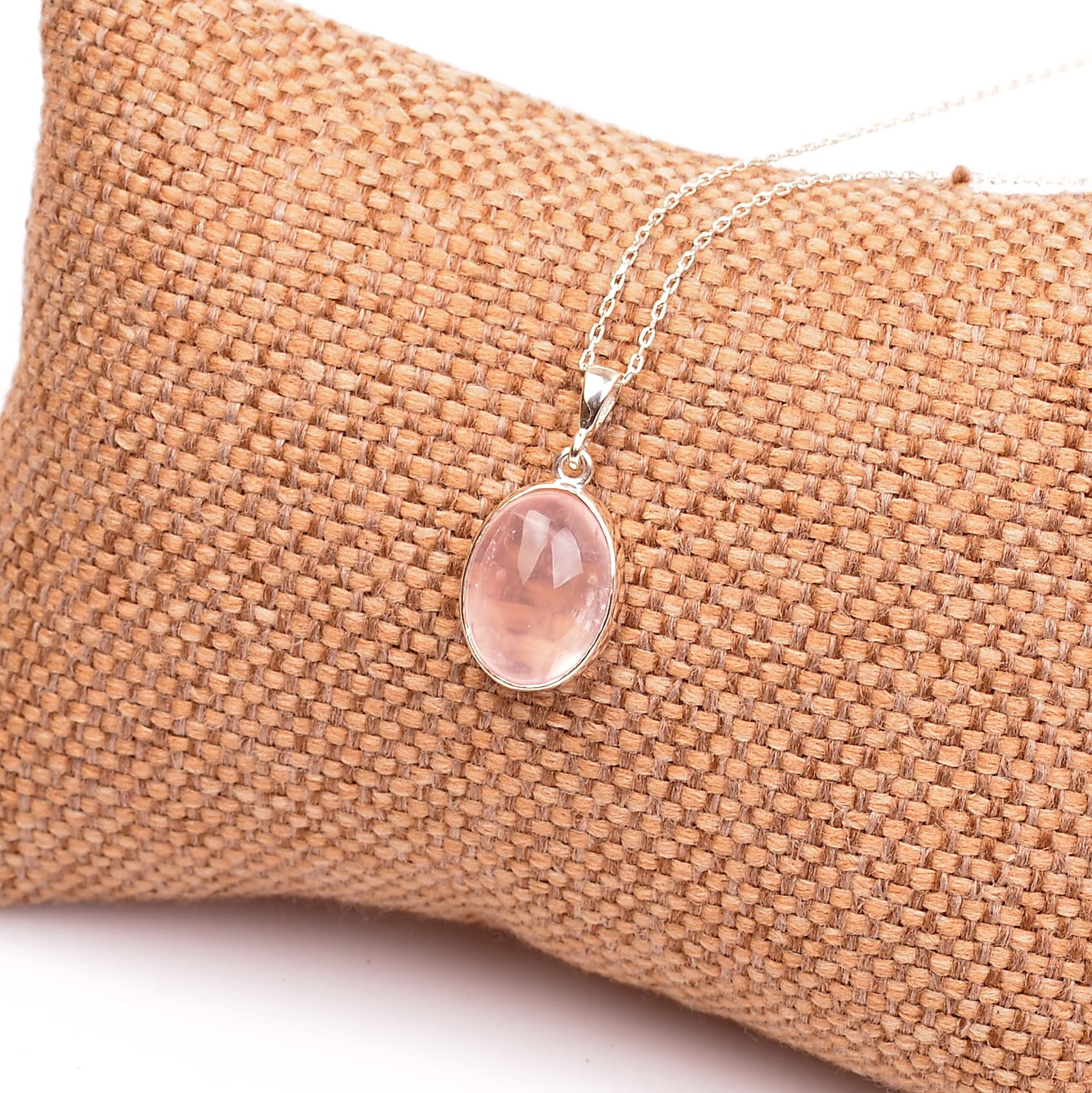 Pembe Kuvars Taşı Gümüş Kolye - Taş Sandığı