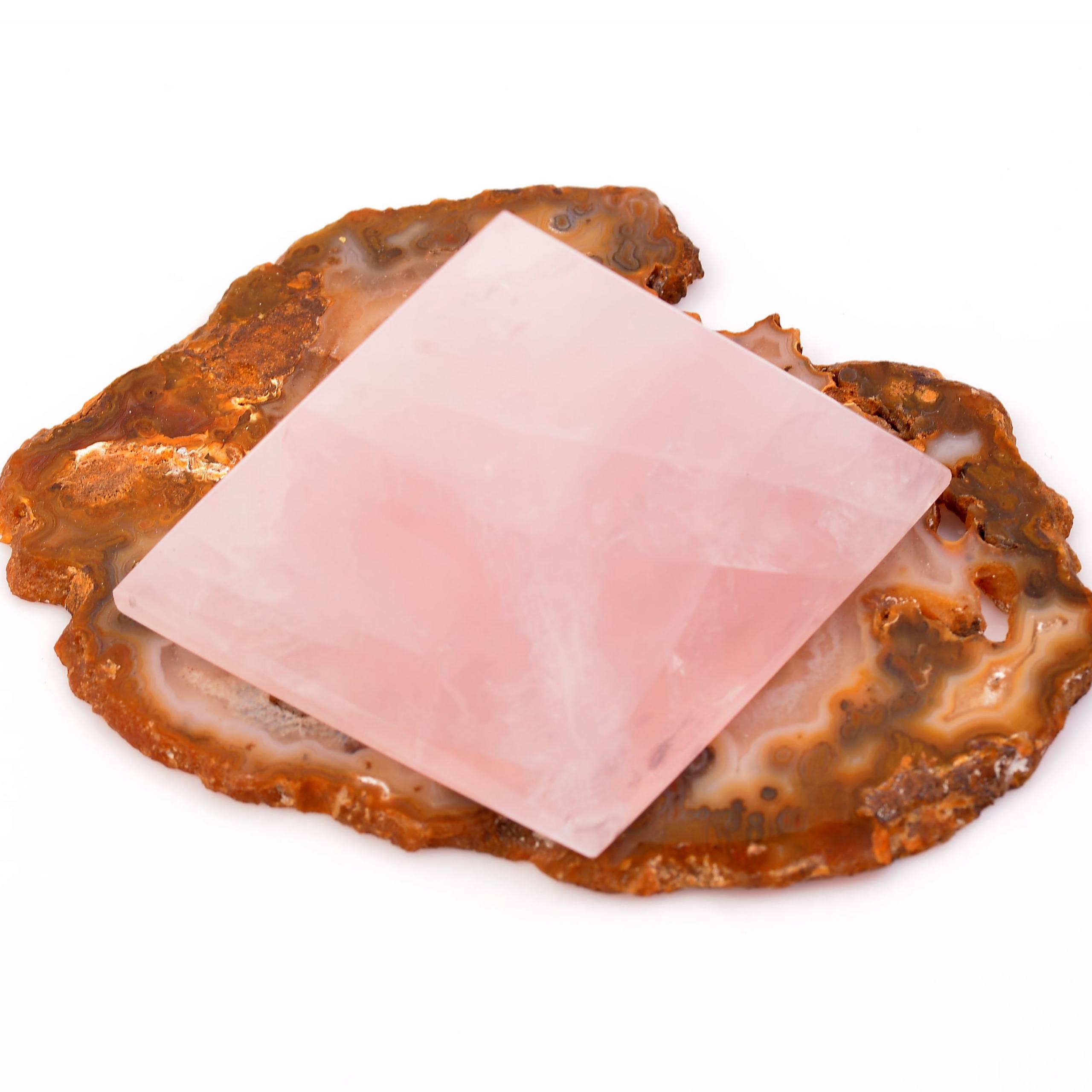 Pembe Kuvars Taşı Piramit - 7 cm - Taş Sandığı