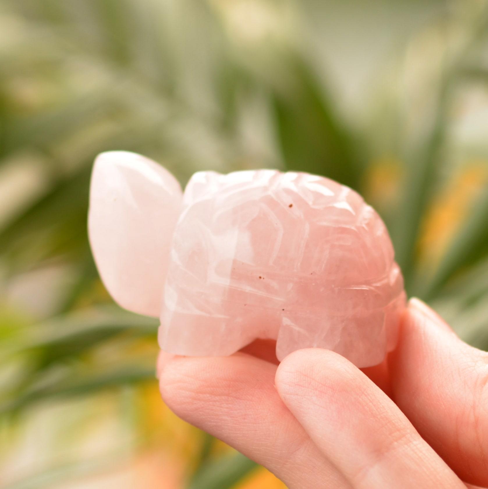 Pembe Kuvars Taşı Kaplumbağa Figürü - 5 cm